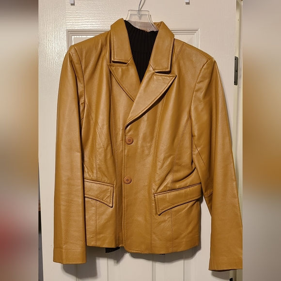 Jackets & Coats | Marc Mattis Real Leather 2 Button Jacket Camel Size ...